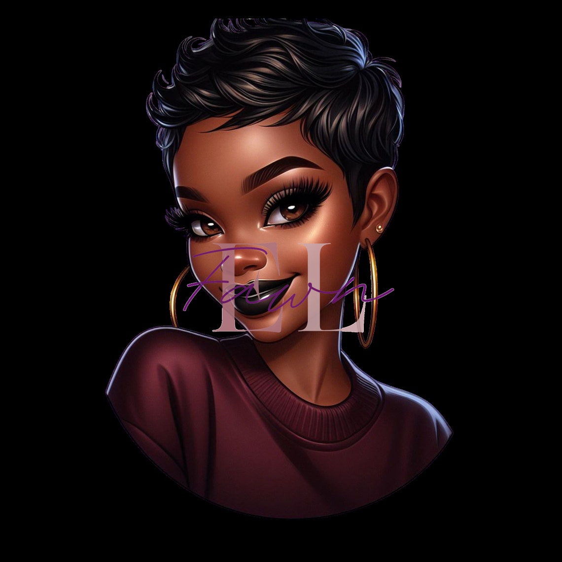 Cartoon, African American, Sassy, Chibi - Etsy