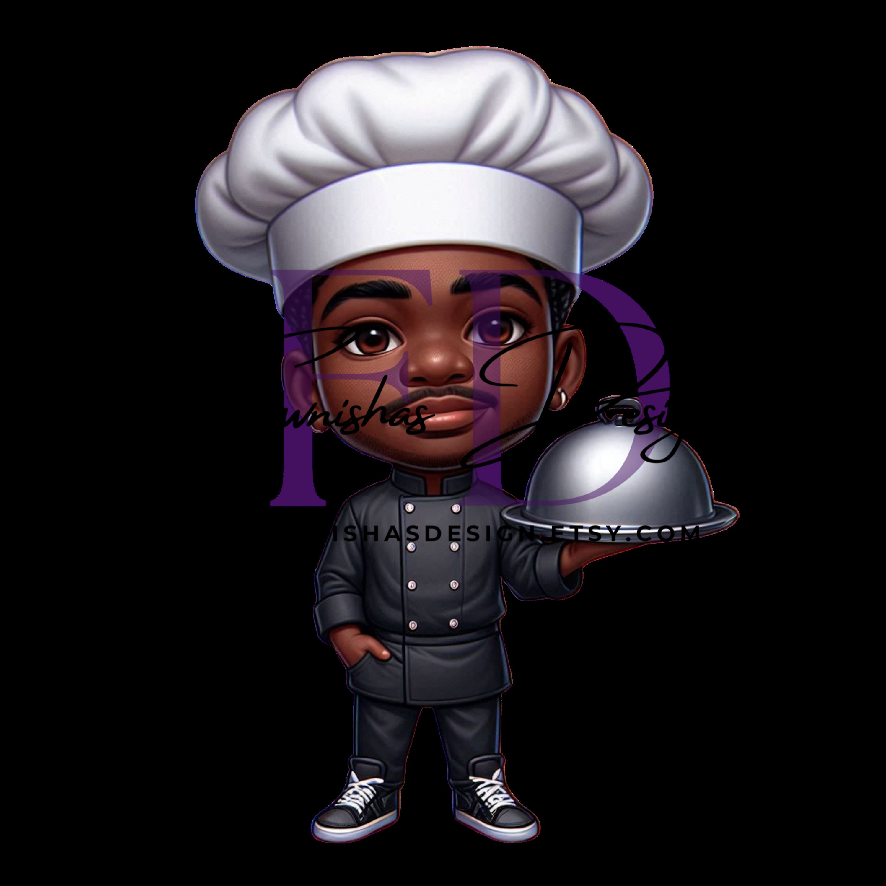 Chibi African American Man Chef - Etsy