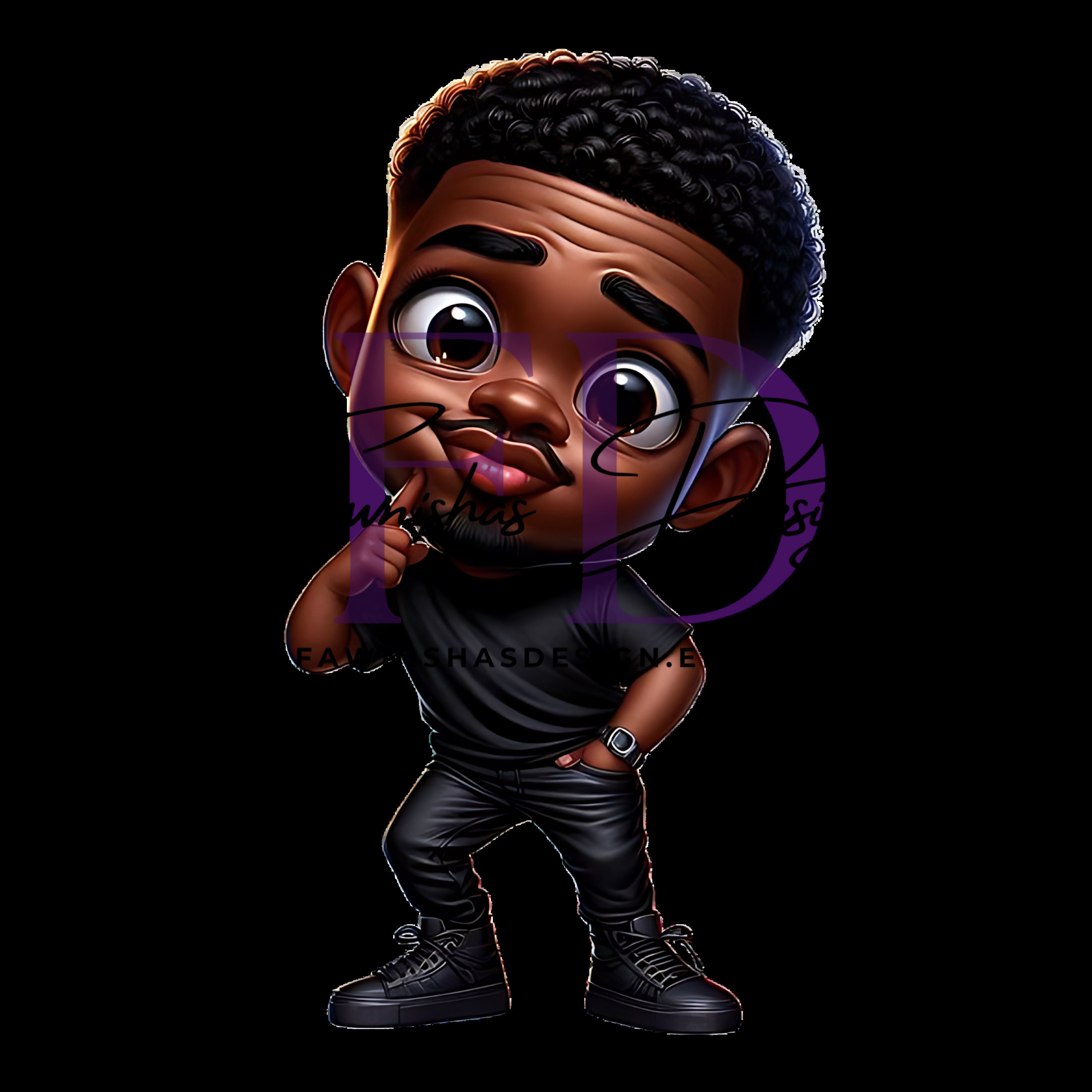 Chibi African American Toon Man - Etsy