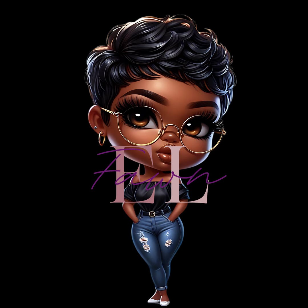 Chibi Woman Chibi African American Woman - Etsy
