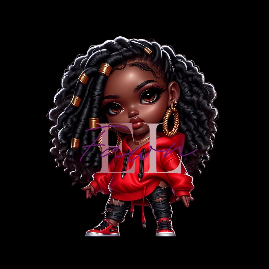 Chibi African American Woman - Etsy