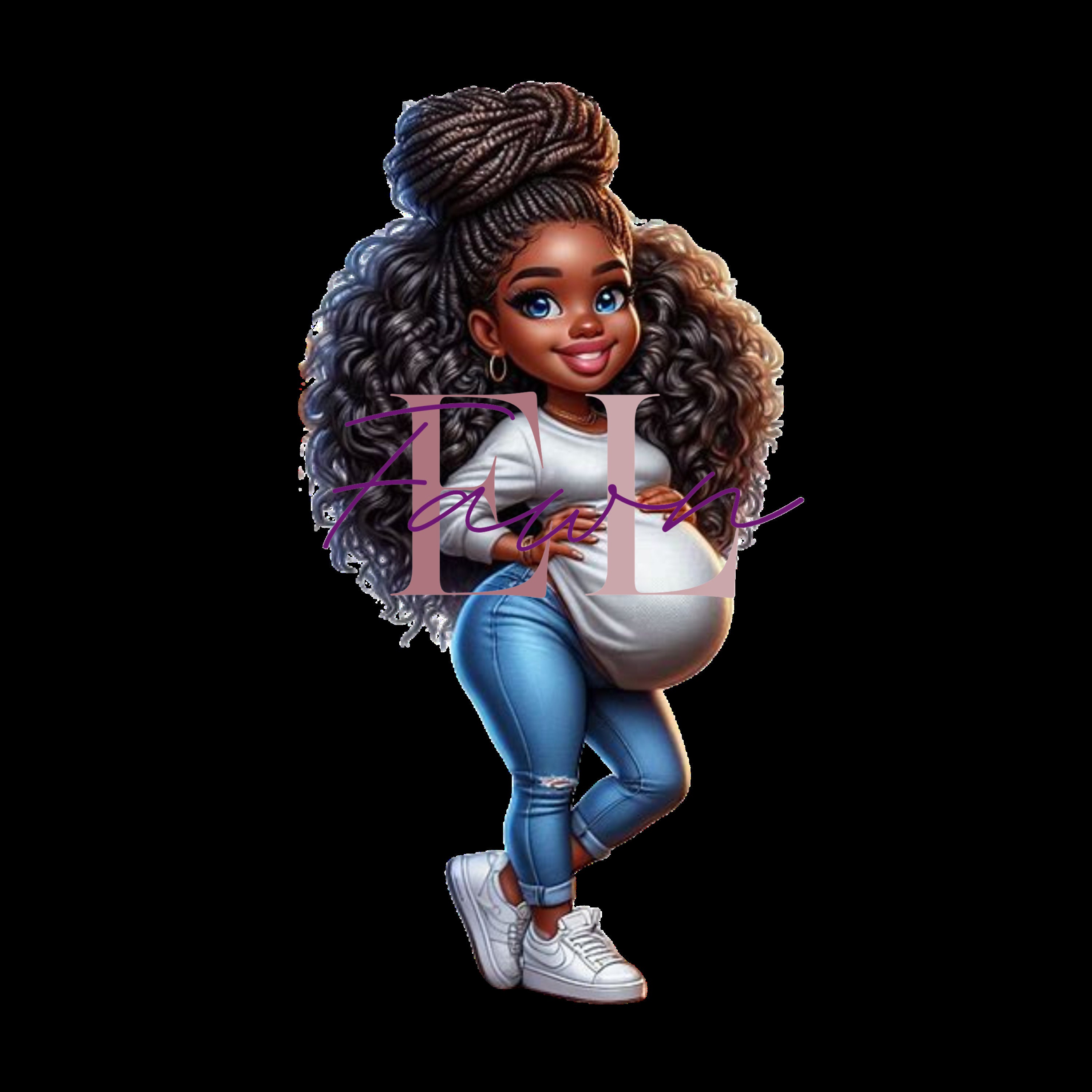 Pregnant Chibi African American Woman Melanin - Etsy