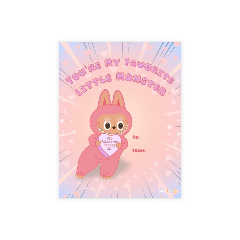 Labubu Inspired Valentine's Day Card | Monster, Big Valentine Energy ...