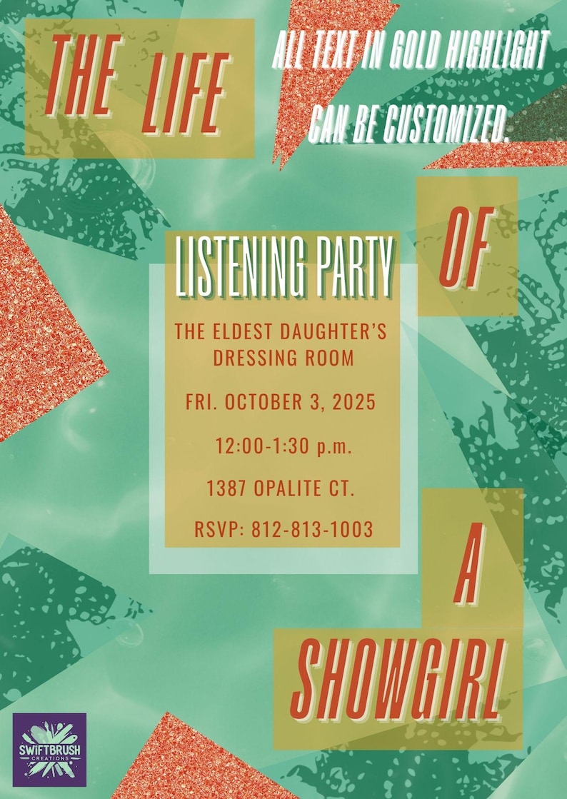 Showgirl Customizable Party Invitation: Canva Template (digital ...