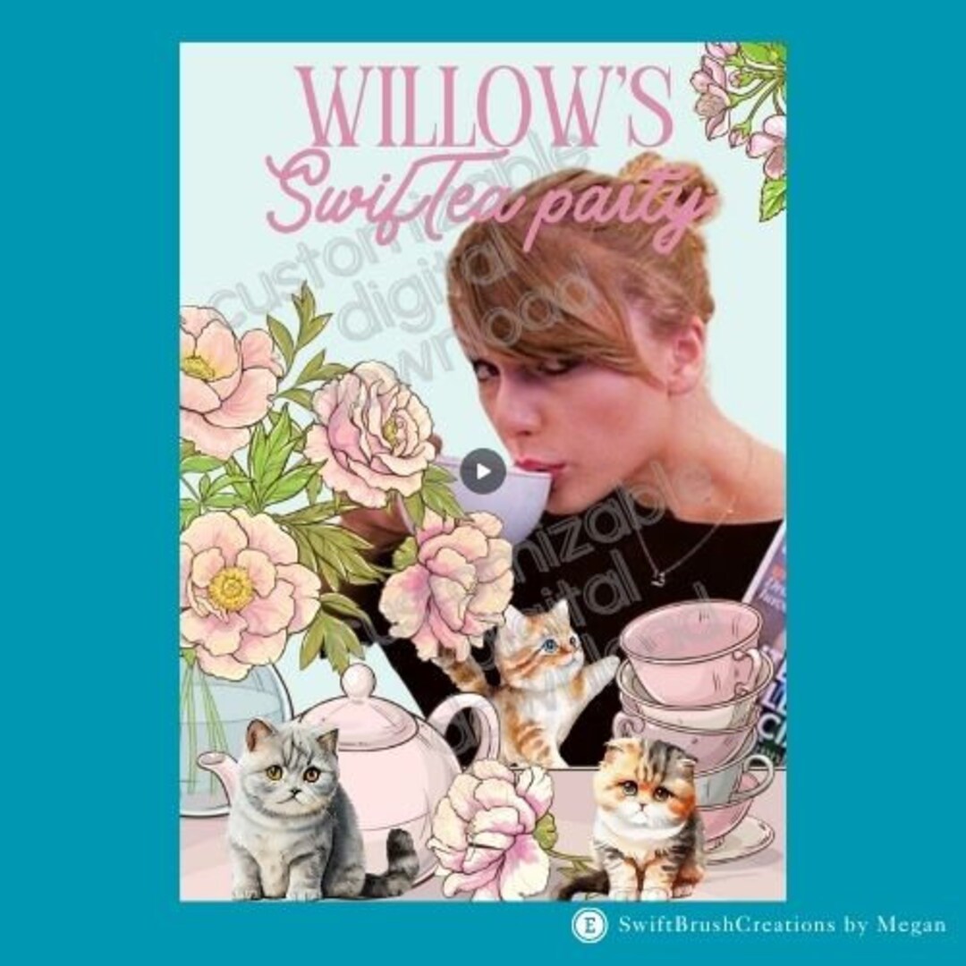Swiftea Party Invitation: Customizable Digital Video (canva Download ...