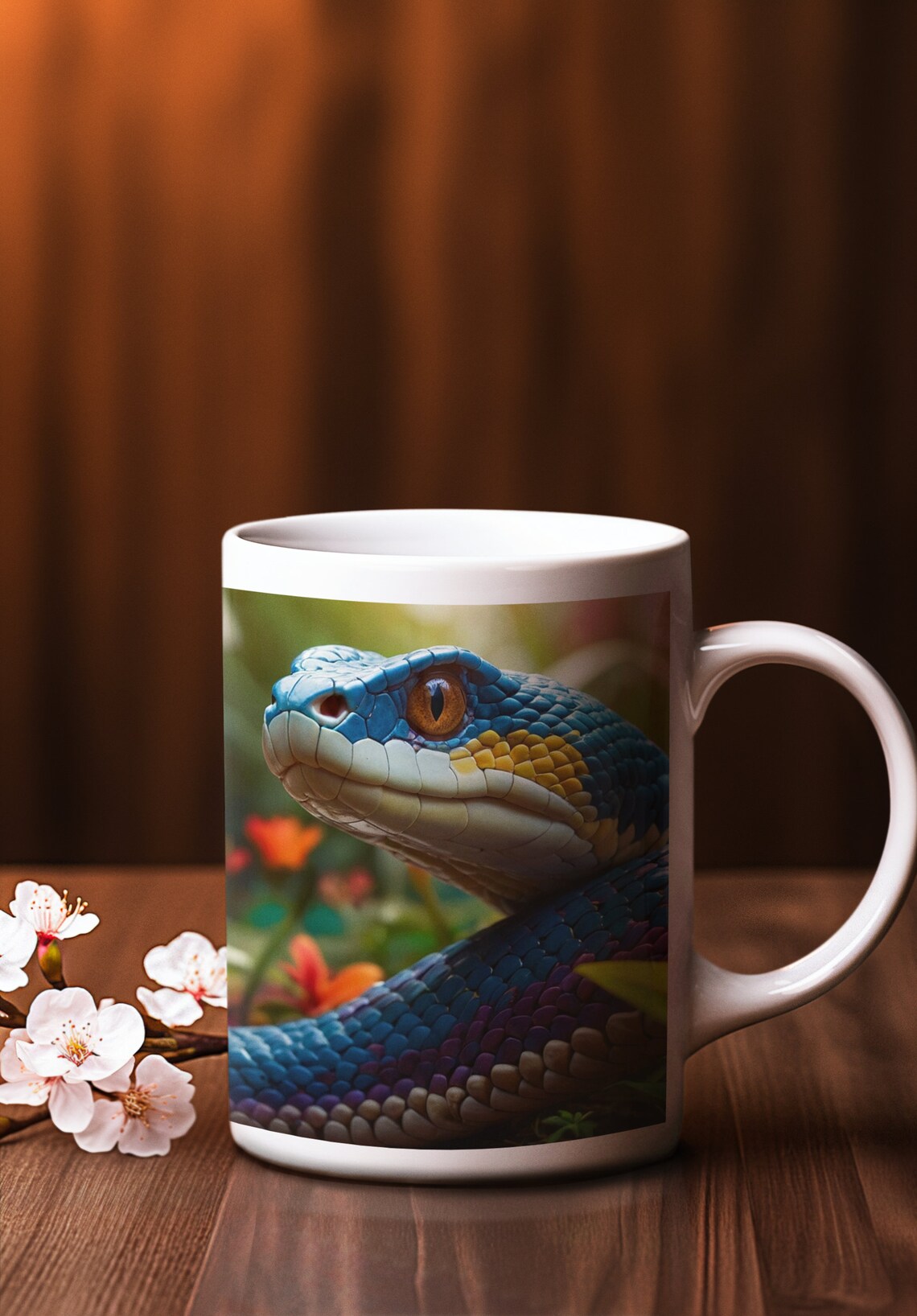 Panoramic Mug With Blue Snake Design 11oz - Etsy
