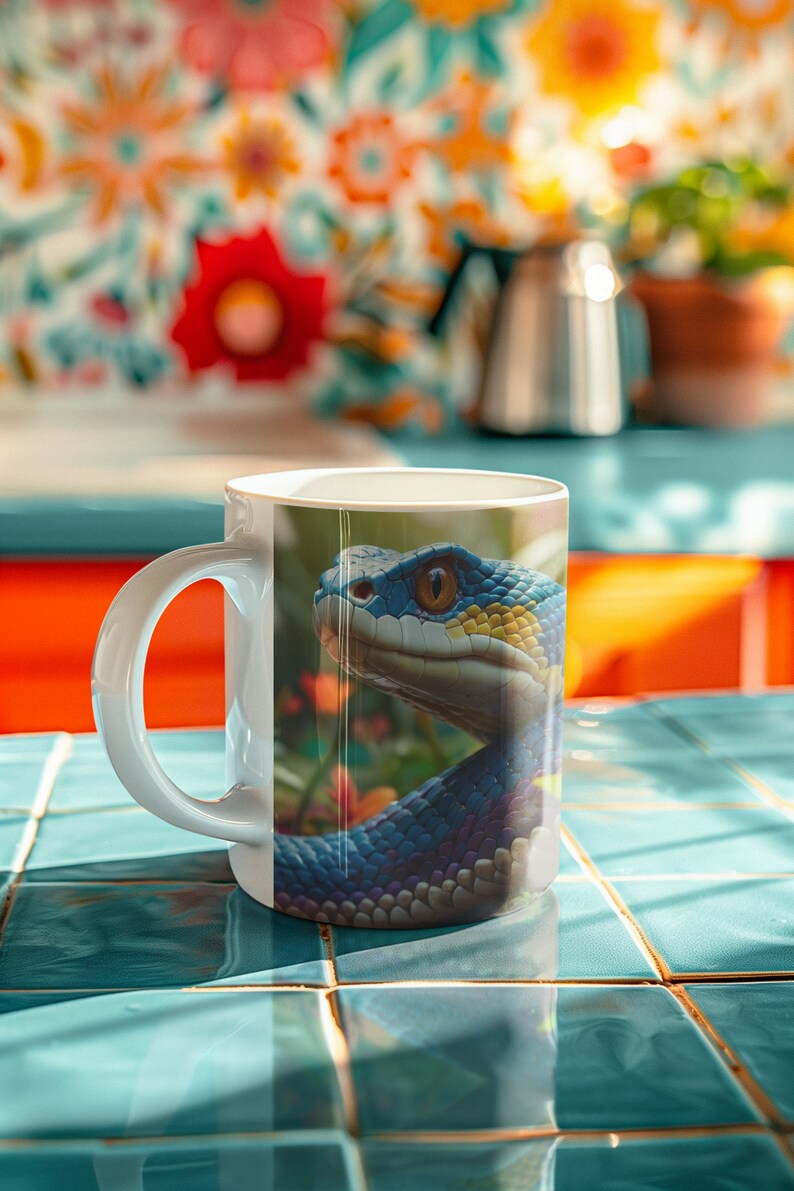 Panoramic Mug With Blue Snake Design 11oz - Etsy