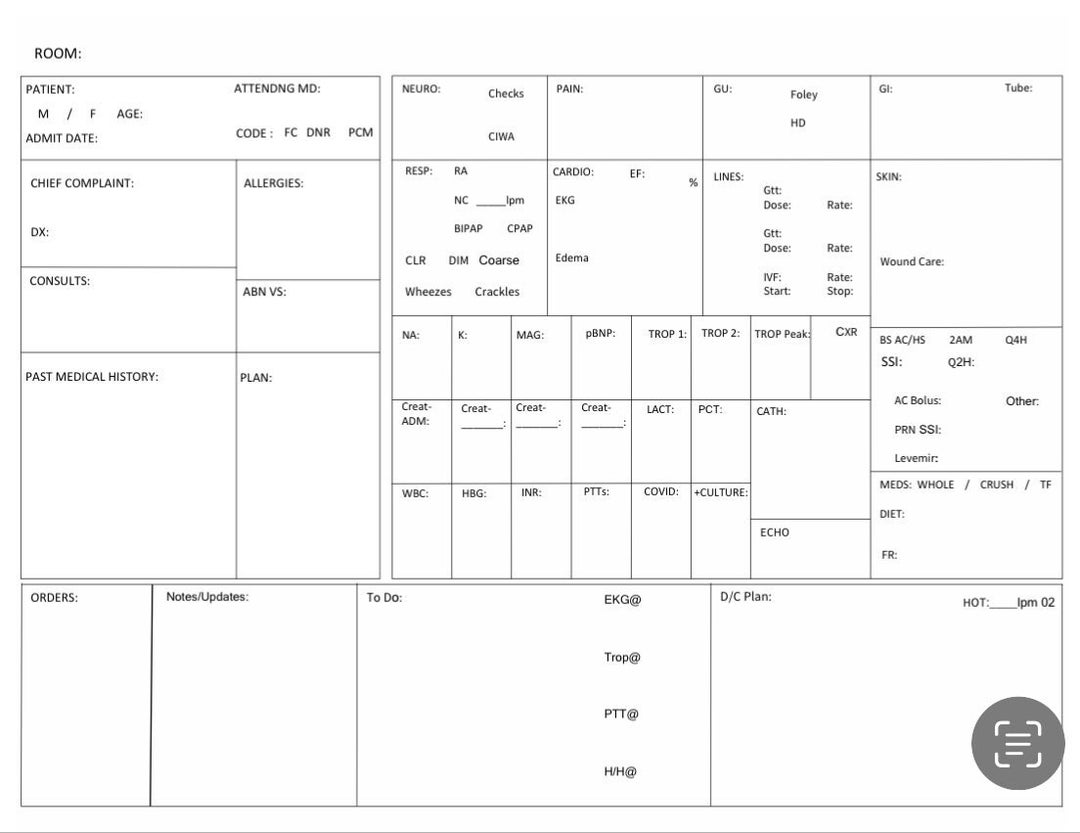 RN Report Sheet / Patient Handoff Tool - PCU - Etsy