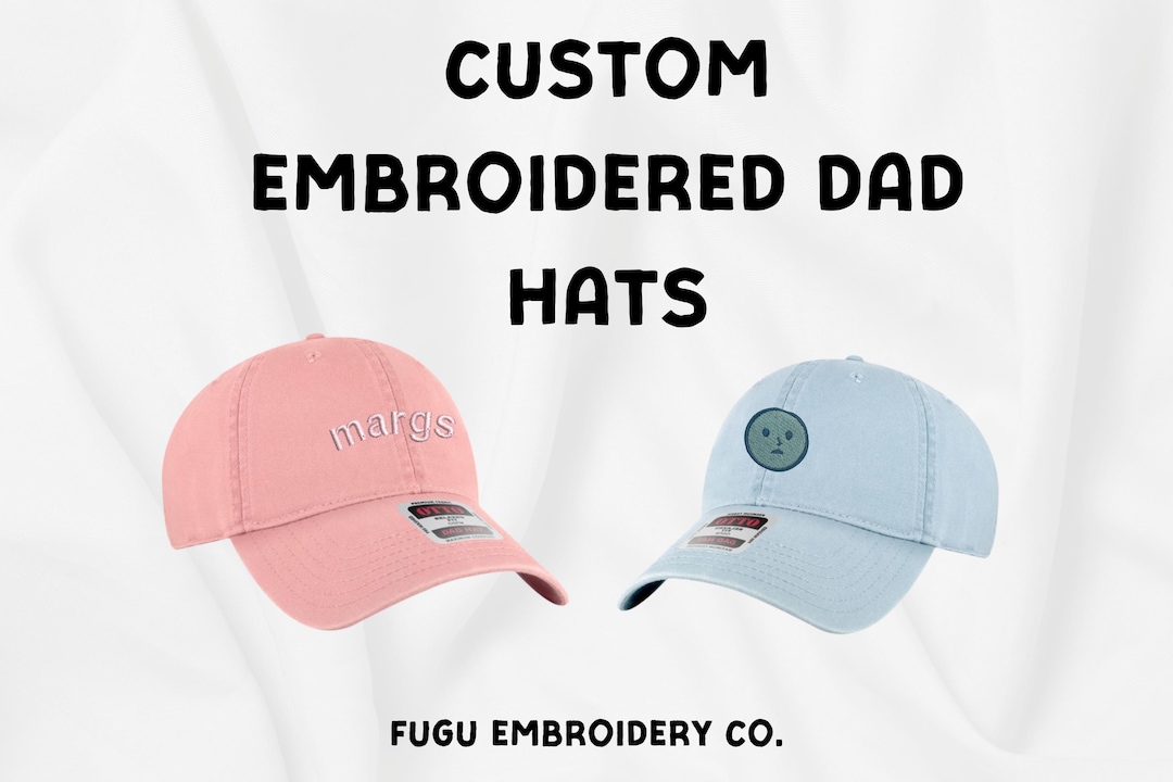 Personalized Embroidered Dad Hat: Custom Text Logo, Vintage Cotton Cap ...