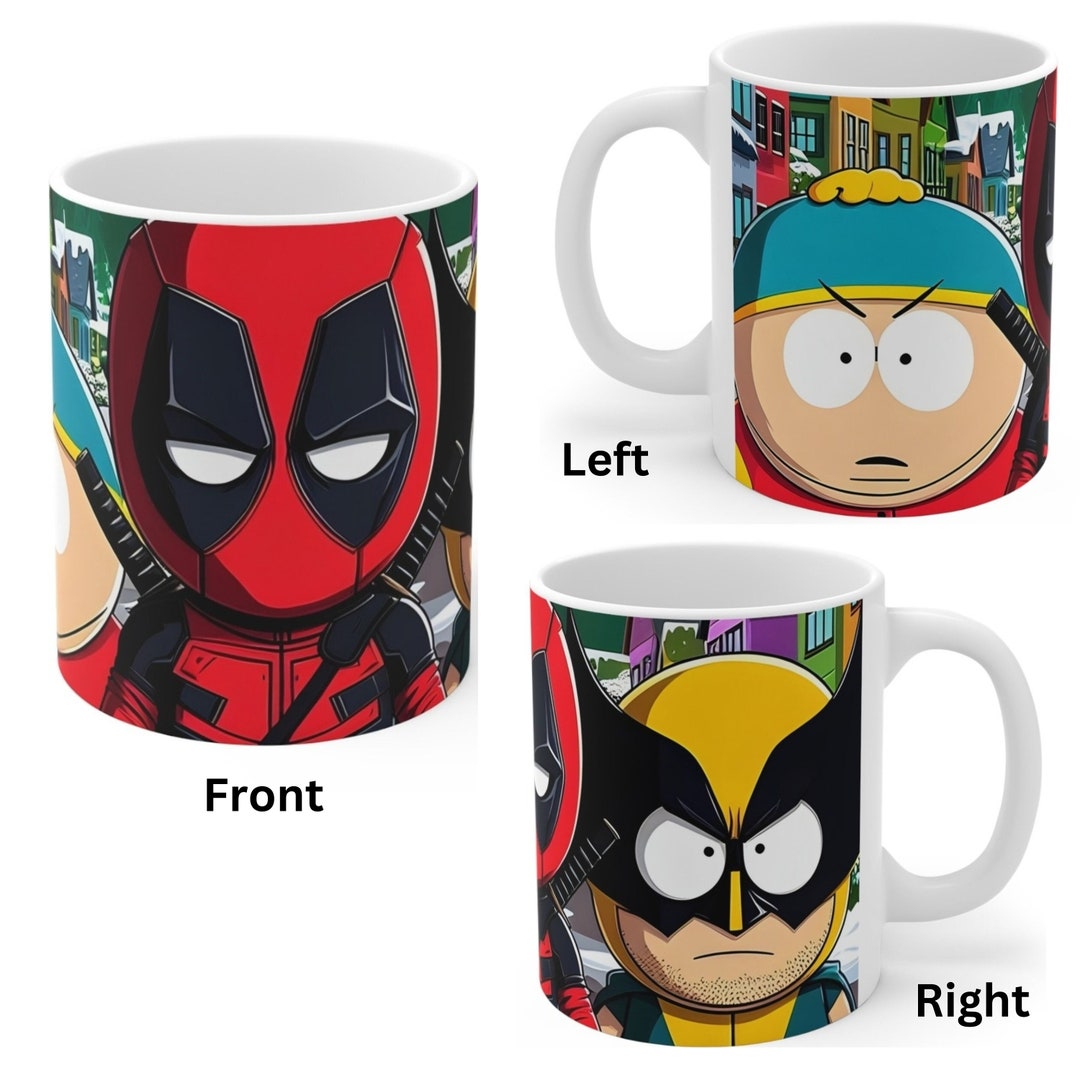 Deadpool Wolverine With South Park Cartman Mug 11oz Epic Mashup Coffee ...