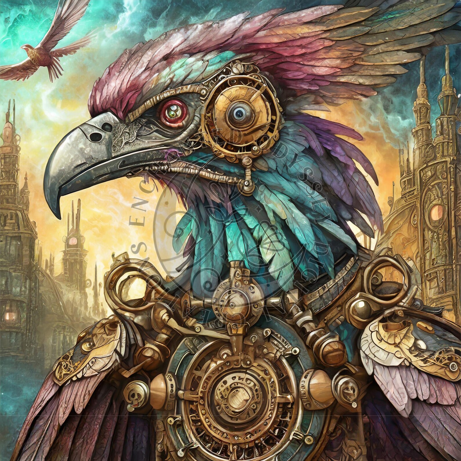 Fantasy Steampunk Birds | Digital, Art, AI Generated, Home Décor ...