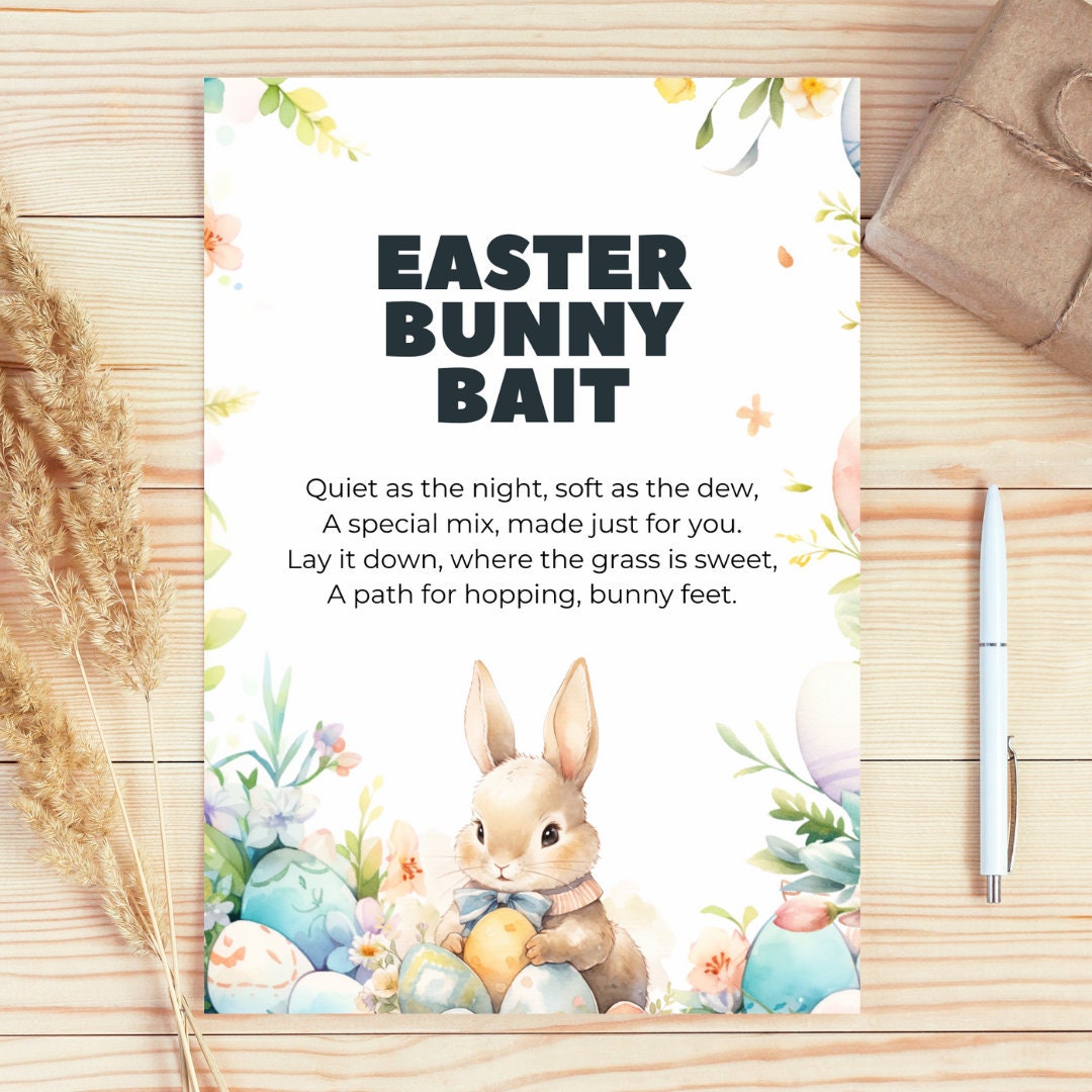 Easter Bunny Bait Printable Tag, Bunny Food Tag, Easter Craft, Easter ...