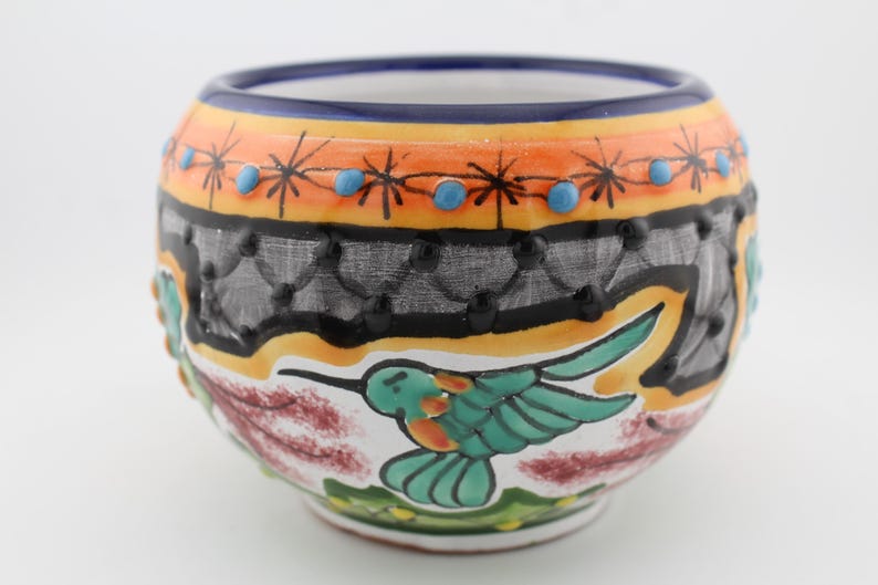 Modern Mexican Talavera Hummingbird 21oz Hot Chocolate Mug, Puebla ...