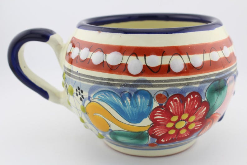 Beautiful Mexican Talavera Flower Hot Chocolate Mug 21oz, Puebla Mexico ...