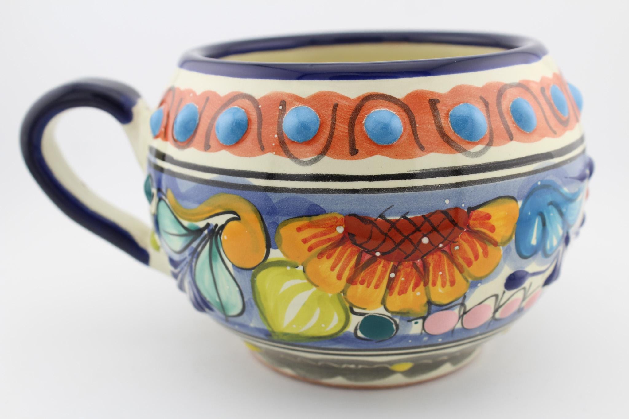 Beautiful Mexican Talavera Flower Hot Chocolate Mug 21oz, Puebla Mexico ...