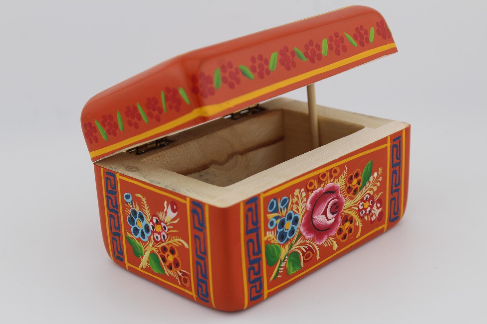 Traditional Olinala Orange Flowery Jewelry Boxes, Handcarved From ...