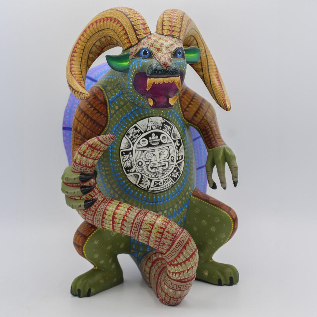 Oaxacan Handmade Mexican Turtle Warrior Ram Fusion Masterpiece Alebrije ...