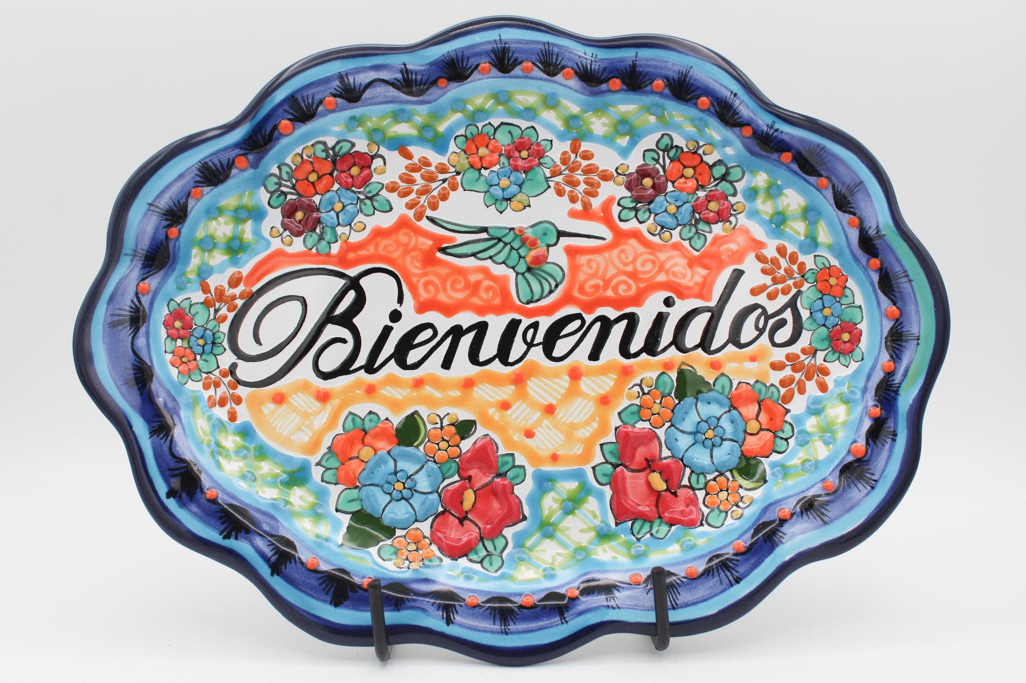 Talavera Bienvenidos House Signs, Weather Resistant, Floral Design ...