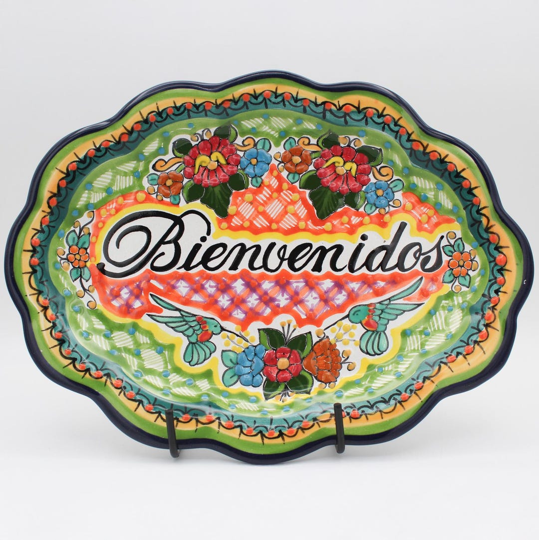 Talavera Bienvenidos House Signs, Weather Resistant, Floral Design ...