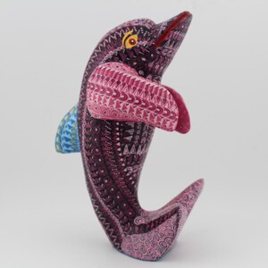 Dancing Pink Dolphin Alebrije Wooden Figure, Traditional Mexican Art ...