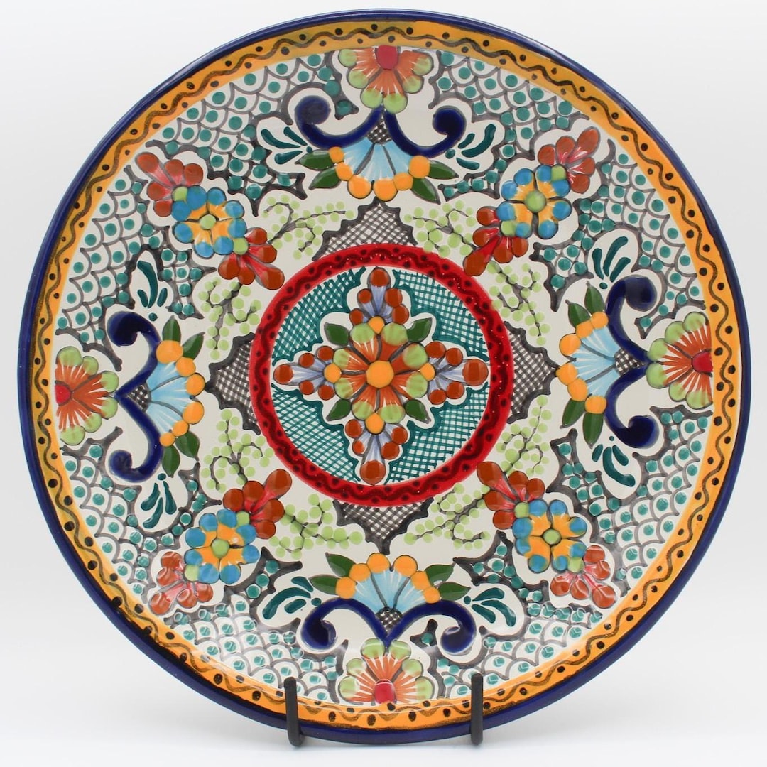 Handmade Mexican Flora Talavera Plate, Traditional Design 11.8 ...