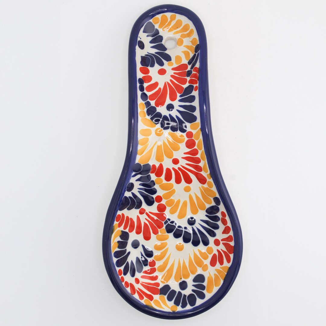 Multicolor Blue Talavera Spoon Rests, Flora Pattern, Kitchen Decoration ...