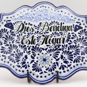 Traditional Cobalt Blue Talavera Sign, Welcome Bienvenido Phrases ...
