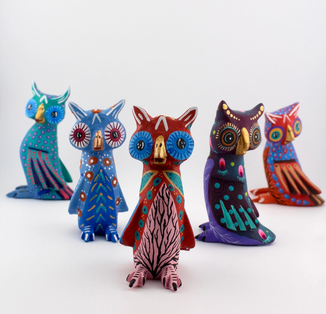 Adorable Mini Bat Wooden Alebrije, Figure Handcarved, Handpainted by ...