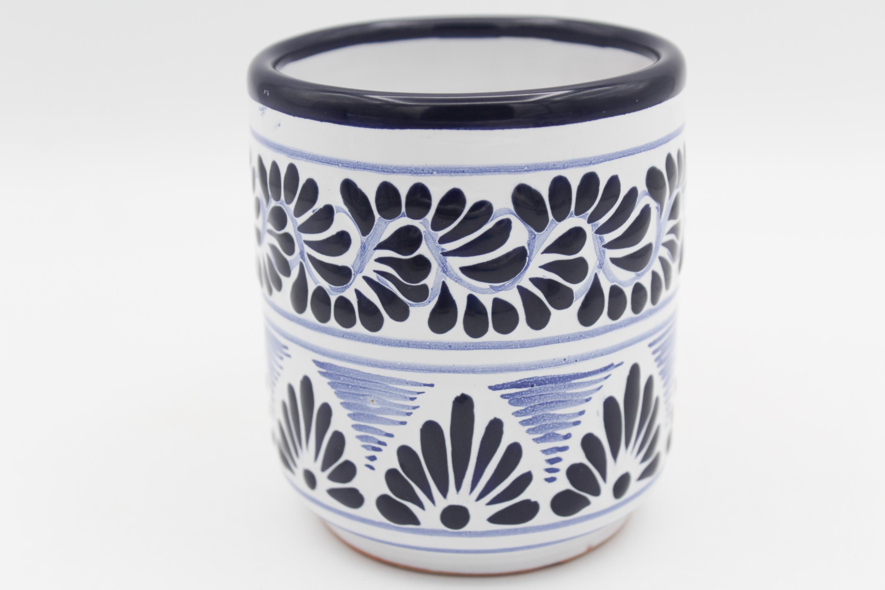 Modern Talavera Blue 14oz Mugs, Puebla Talavera, Handmade Clay Cups ...