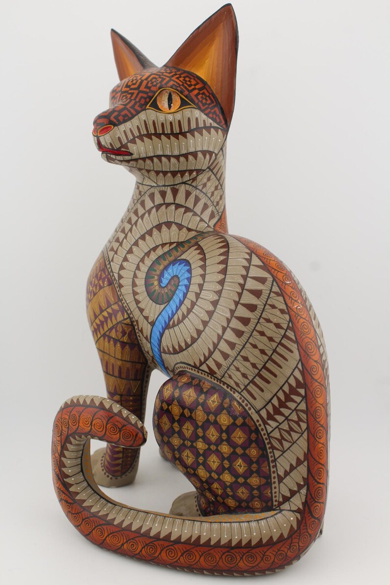 Handmade Desert Cat Alebrije, Traditional Copal Wood Cat, Oaxacan Art ...
