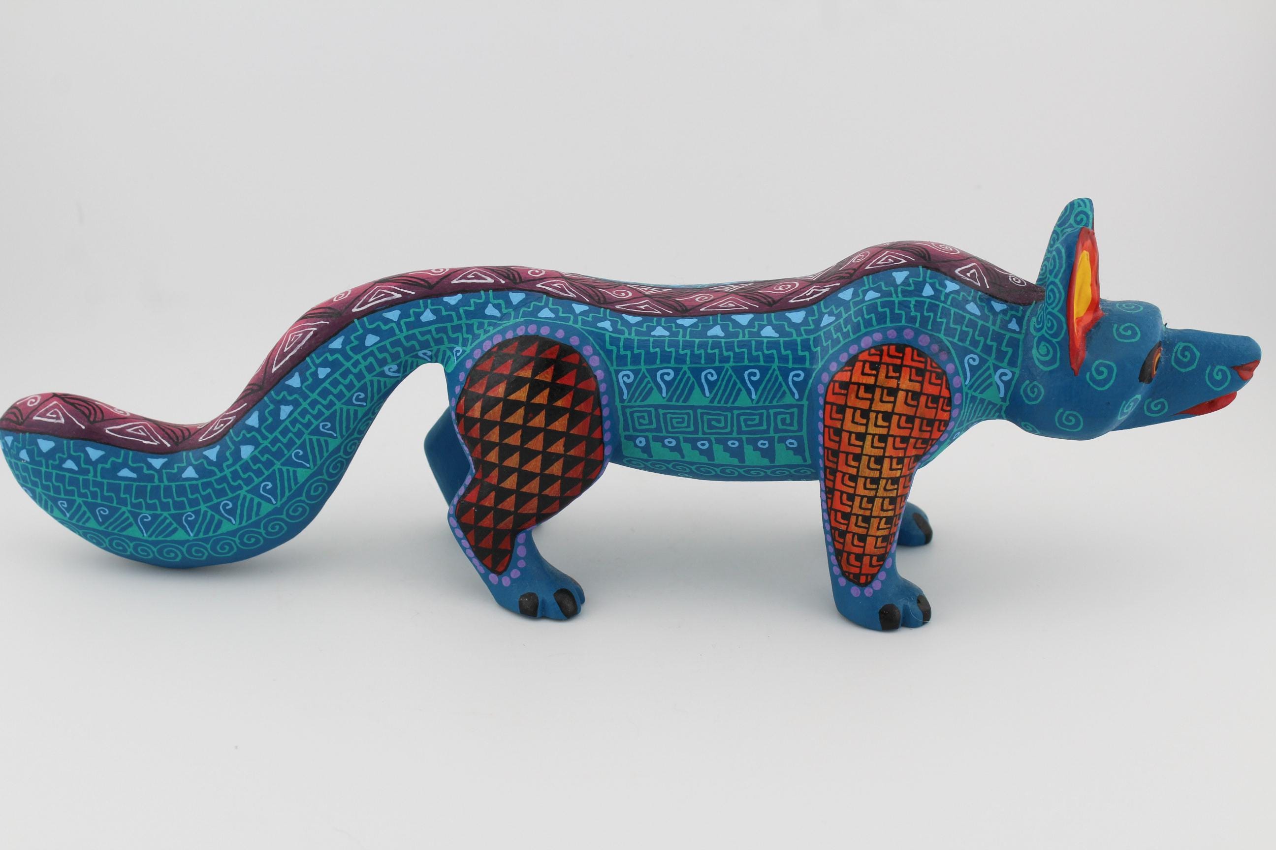 Mexican Wolf Traditional Wooden Alebrije Figure Statue, Handmade ...