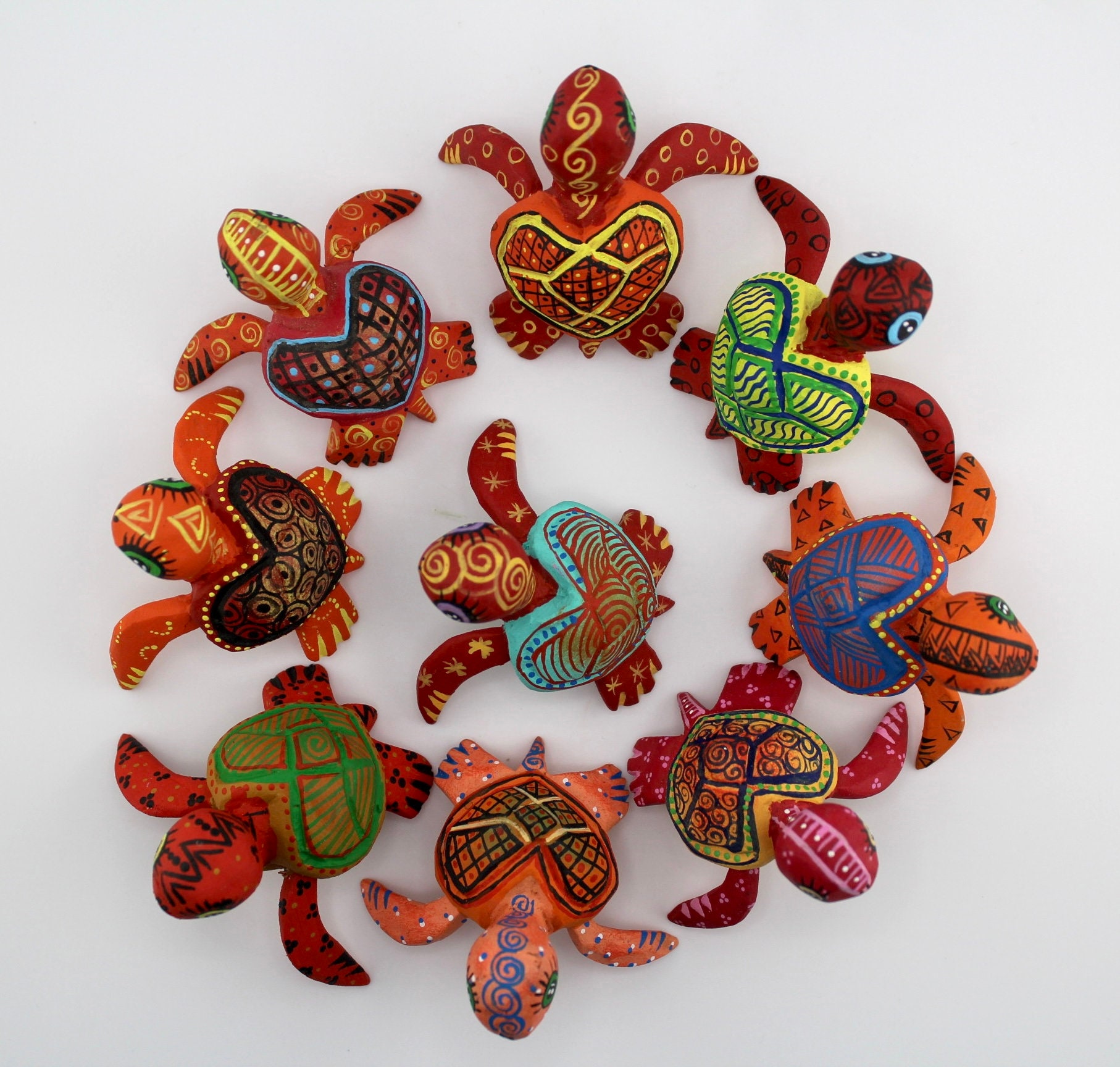Set of 3 Mini Turtle Alebrijes Handmade Multicolor Spirit Guides ...