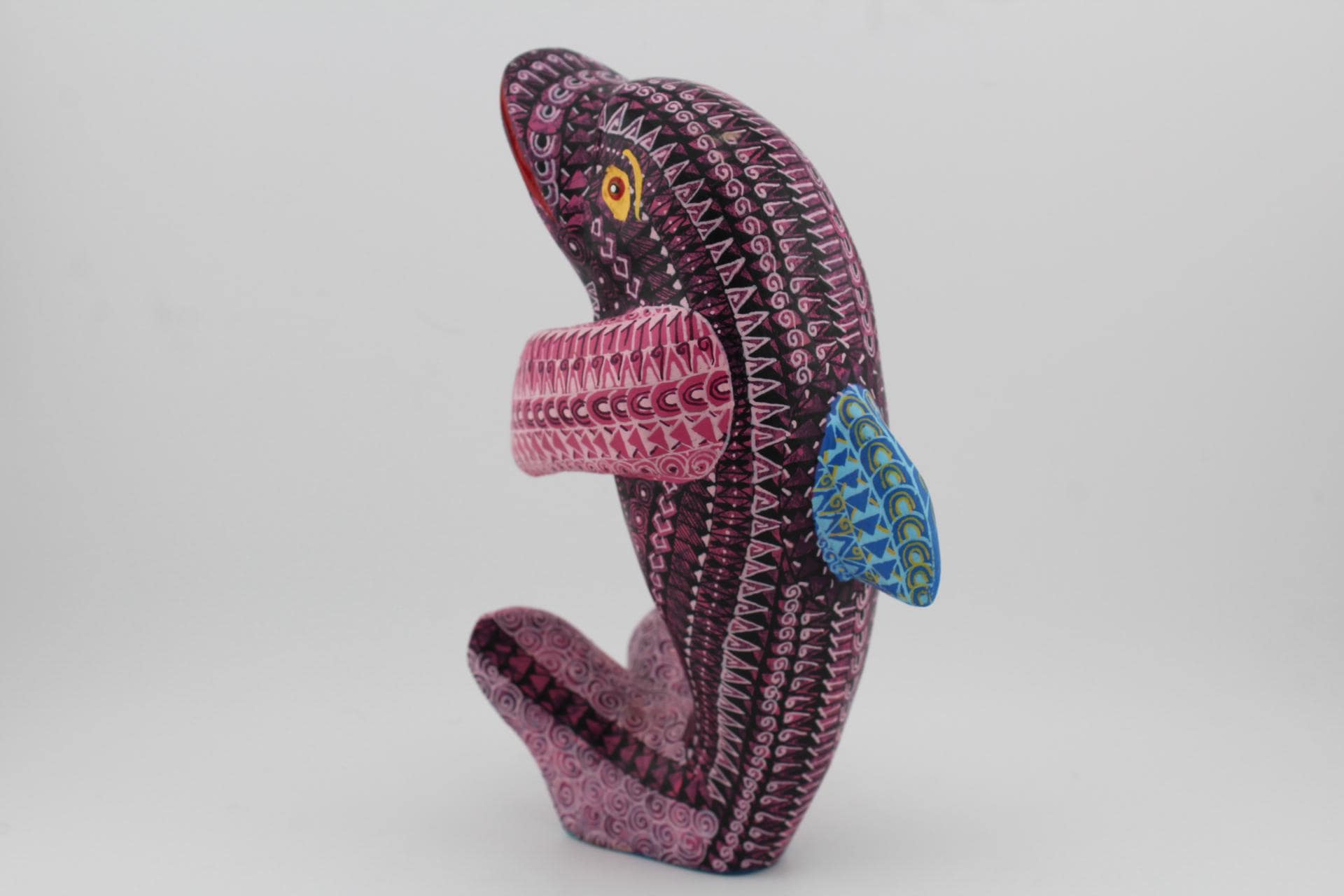 Dancing Pink Dolphin Alebrije Wooden Figure, Traditional Mexican Art ...