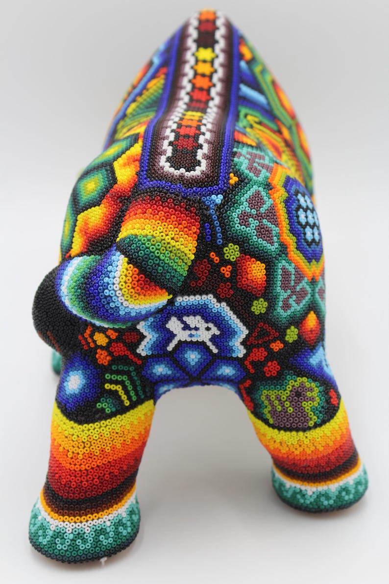 Handmade Huichol Charging Bull Masterpiece, Traditional Jalisco Mexico ...