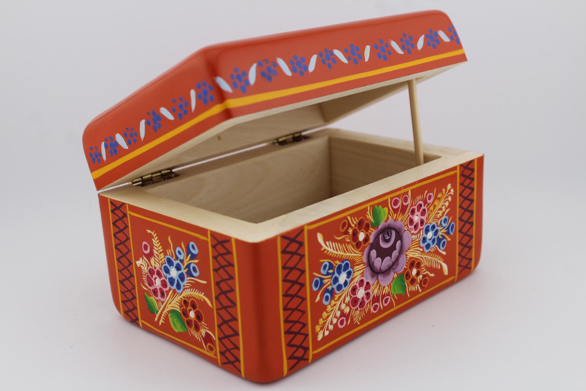 Traditional Olinala Orange Flowery Jewelry Boxes, Handcarved From ...