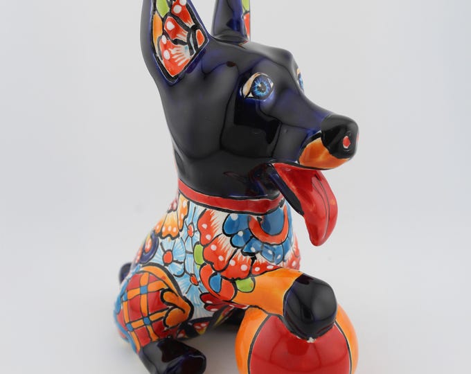 Mexican Playful Dog With Ball Figure, Handmade Art, Mexican Doggy, Clay ...