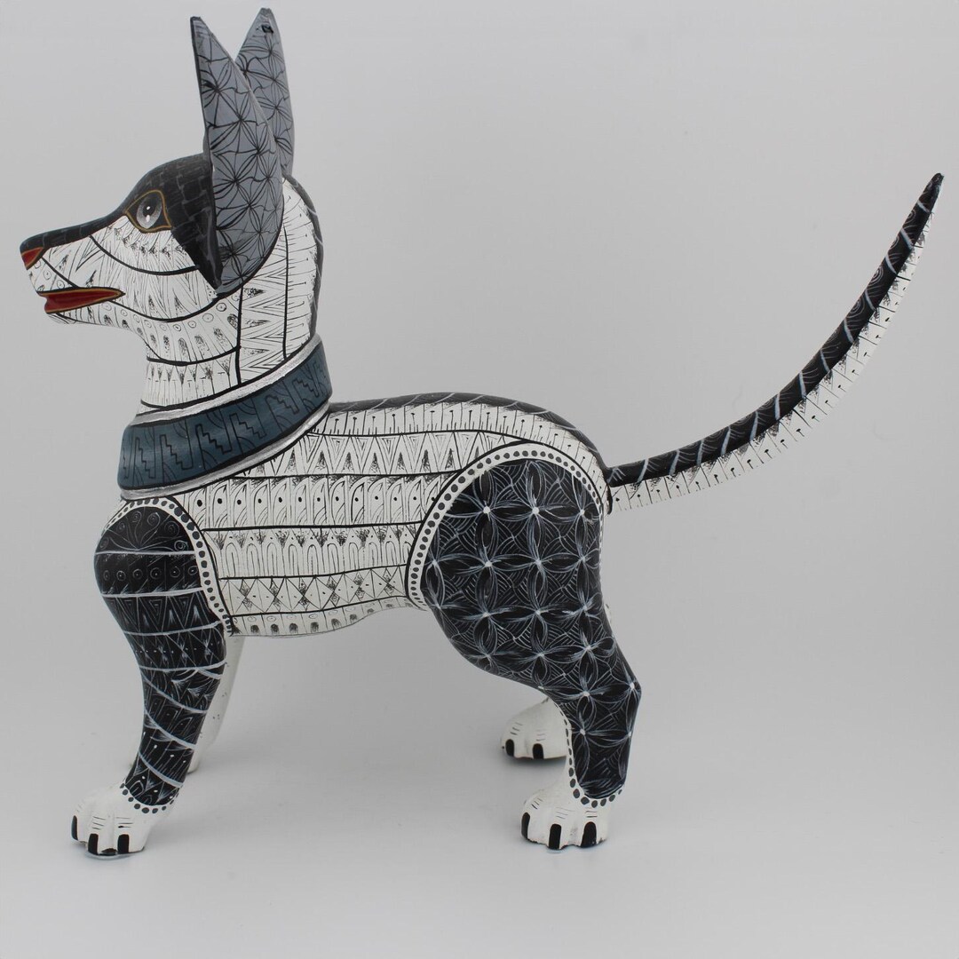 Mexican Handmade Dog Alebrije Figure Statue, Wooden Hand-carved Doggy ...