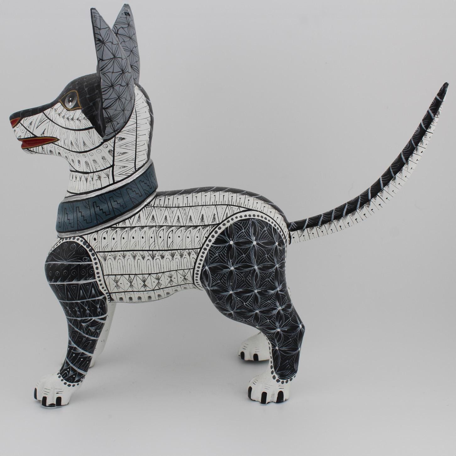 Mexican Handmade Dog Alebrije Figure Statue, Wooden Hand-carved Doggy ...