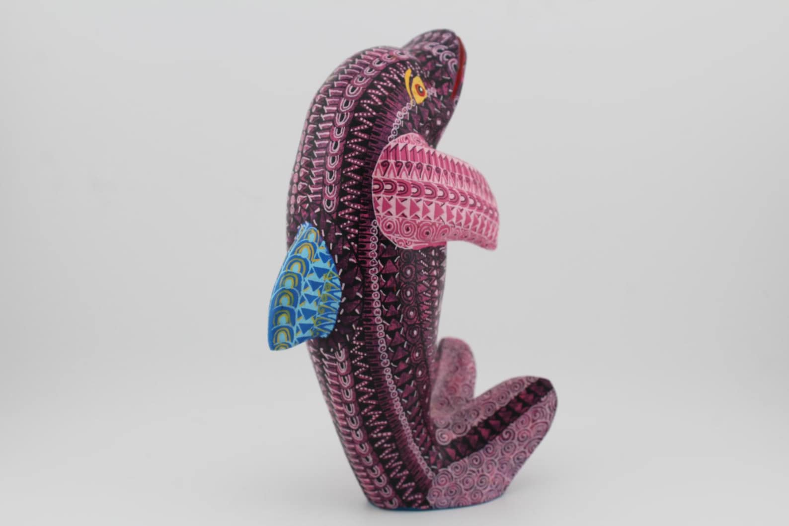Dancing Pink Dolphin Alebrije Wooden Figure, Traditional Mexican Art ...