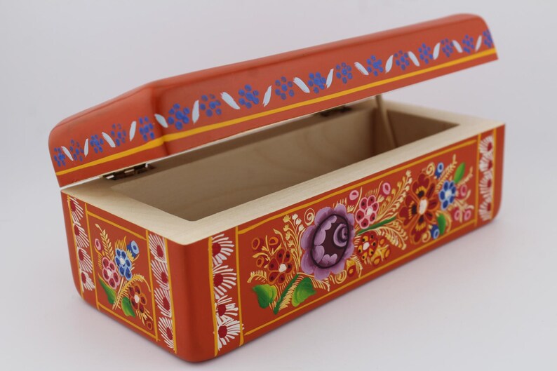 Traditional Olinala Orange Flowery Jewelry Boxes, Handcarved From ...