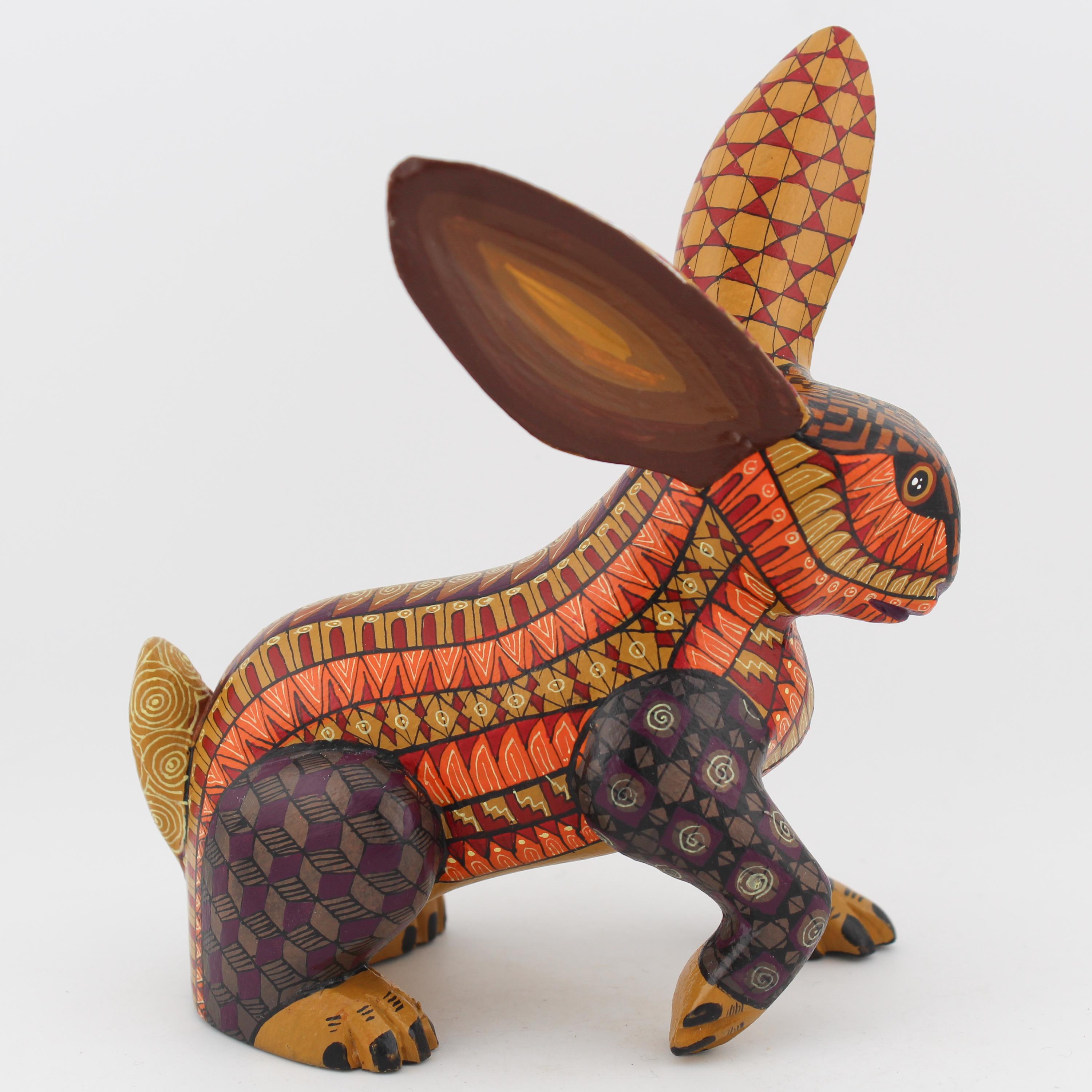 Elegant Mexican Listening Rabbit Alebrije, Zapotec Pattern and ...