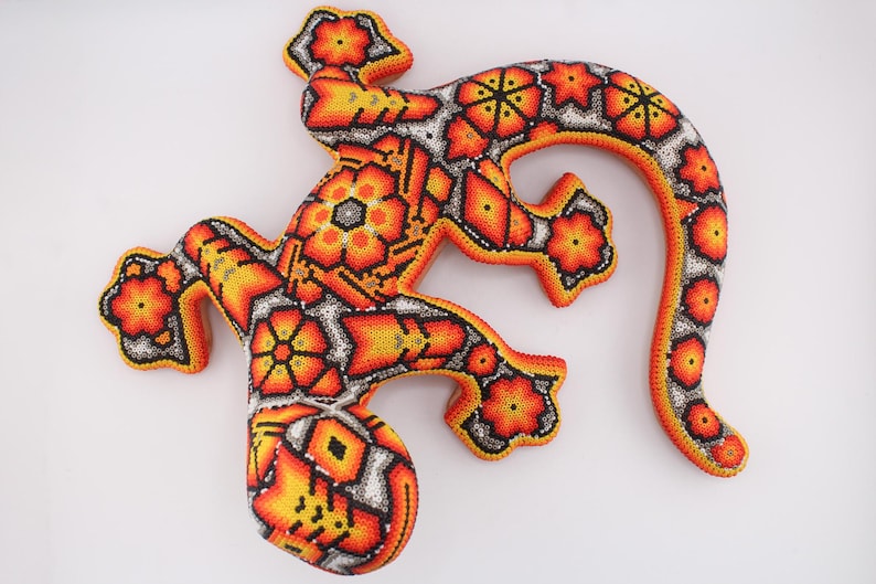 Scampering Curious Lizard Huichol Wall Decor, Handmade Mexican Figure ...