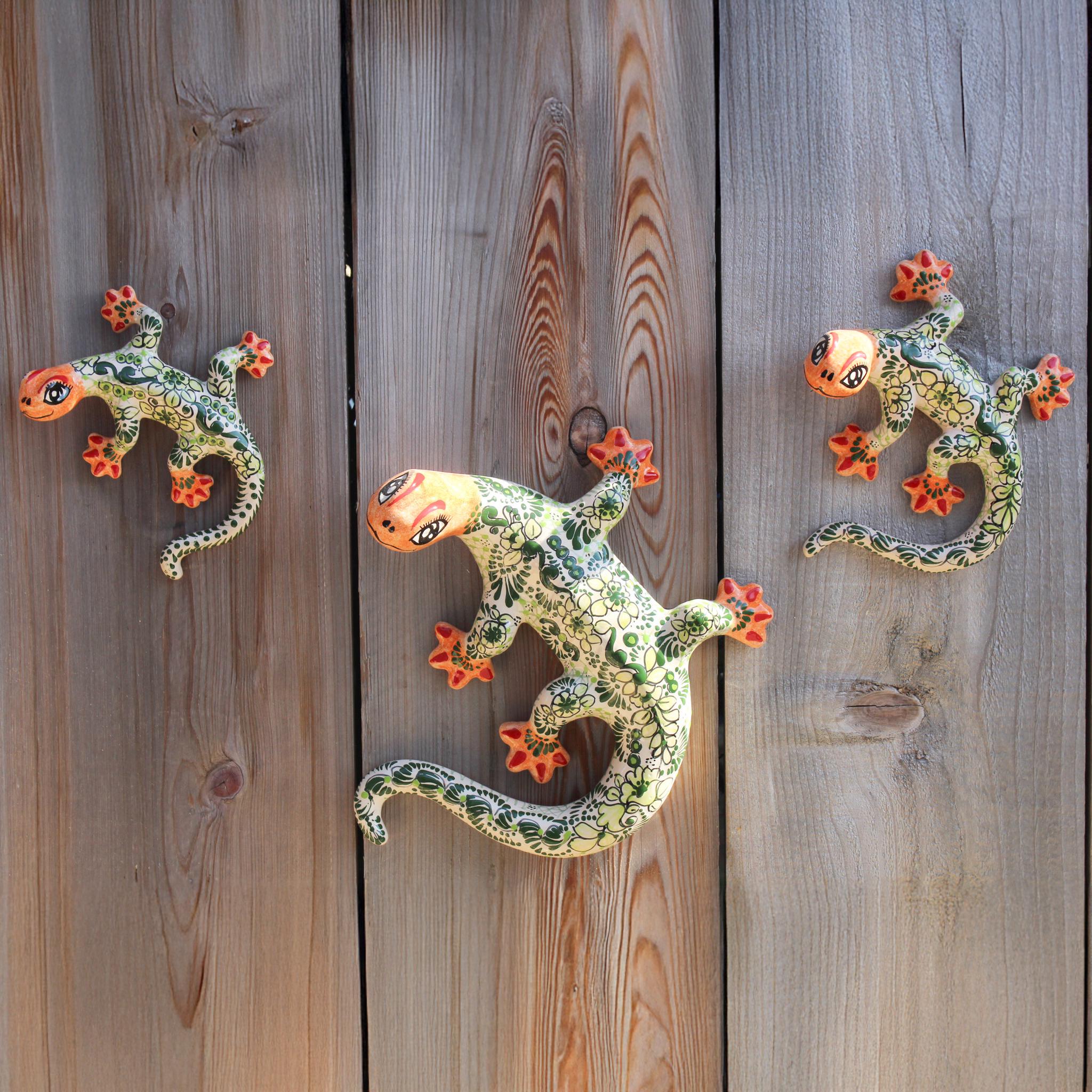 Set of 3 Colorful Talavera Wall Lizards, Small Medium & Large Sizes ...