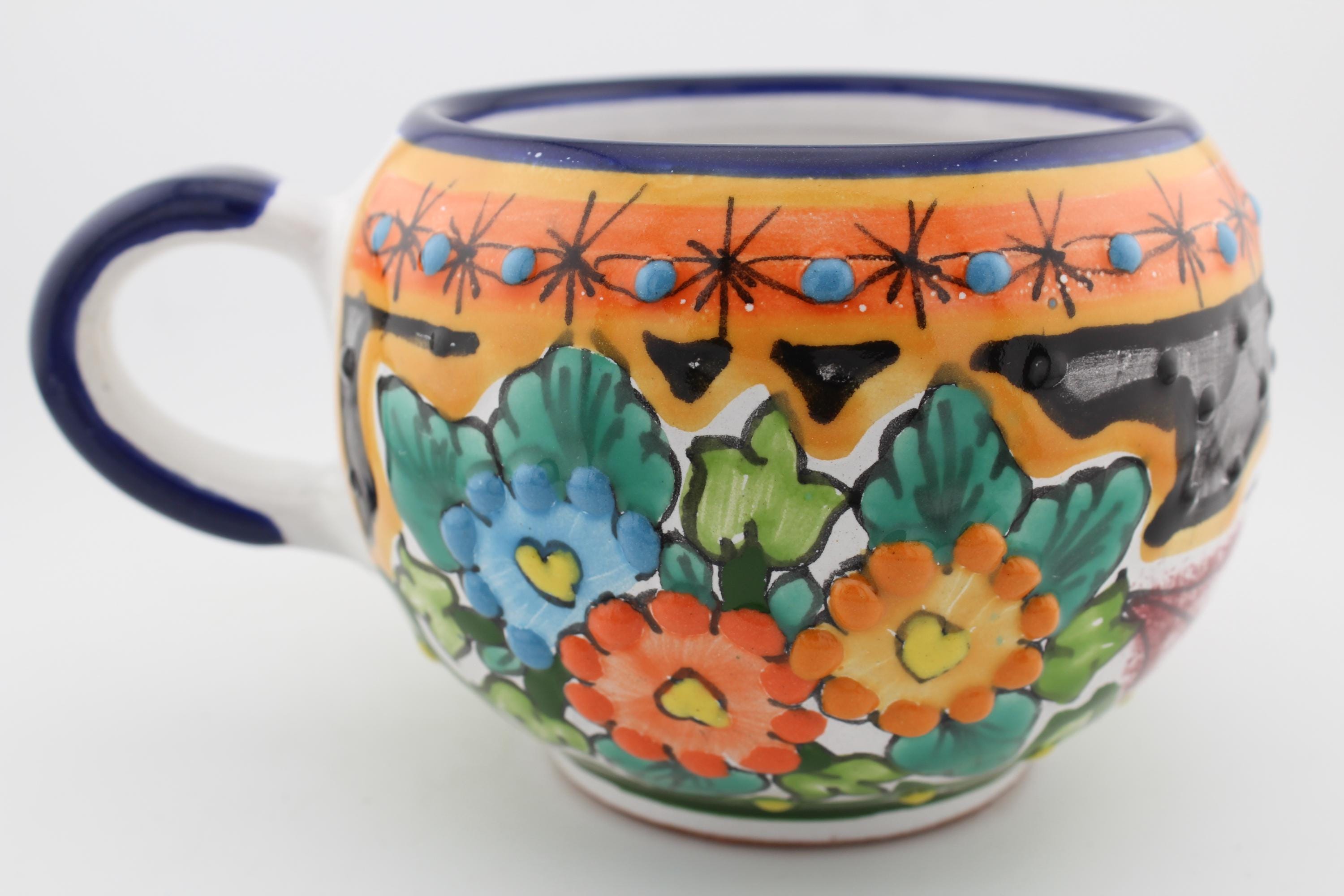 Modern Mexican Talavera Hummingbird 21oz Hot Chocolate Mug, Puebla ...