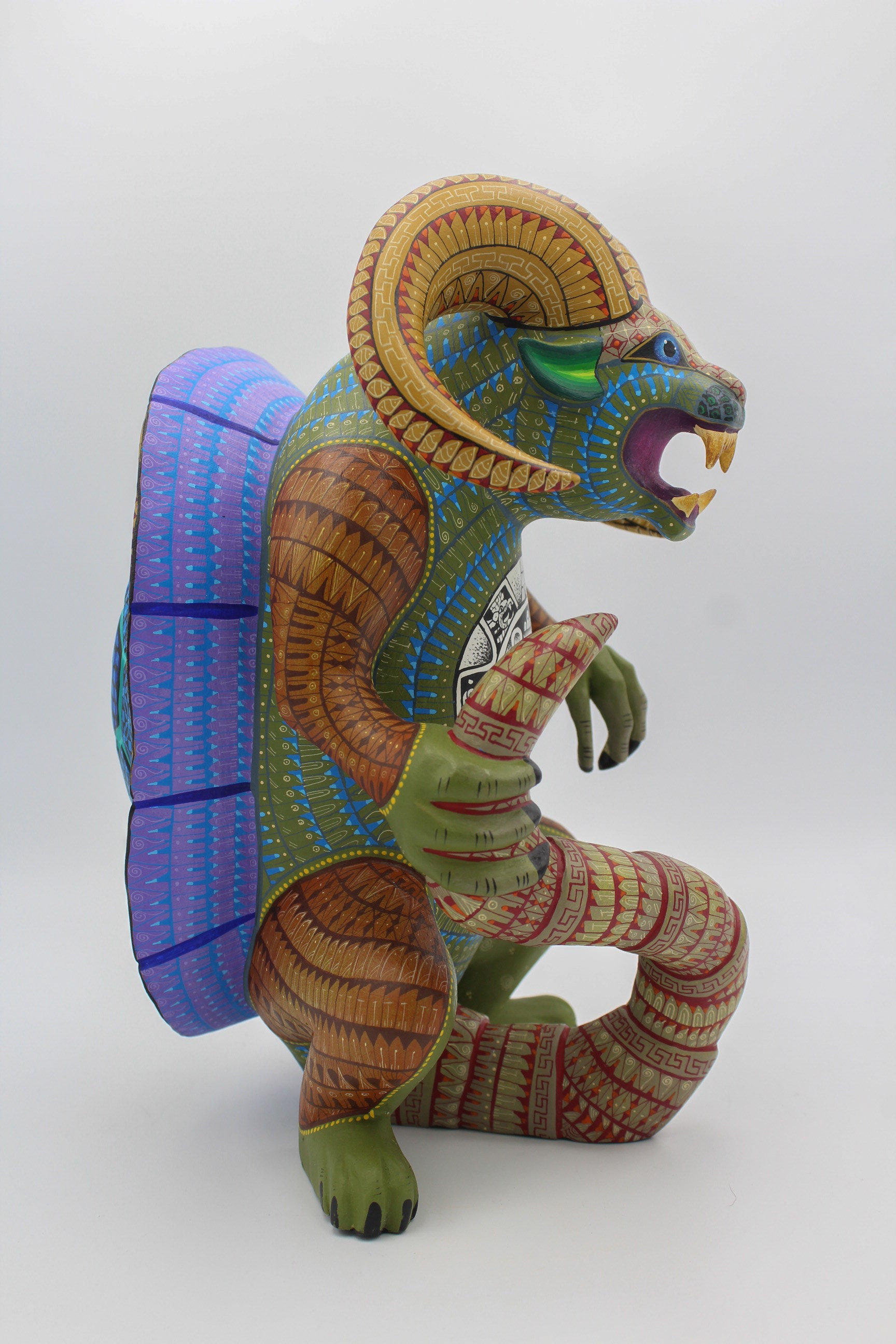 Oaxacan Handmade Mexican Turtle Warrior Ram Fusion Masterpiece Alebrije ...
