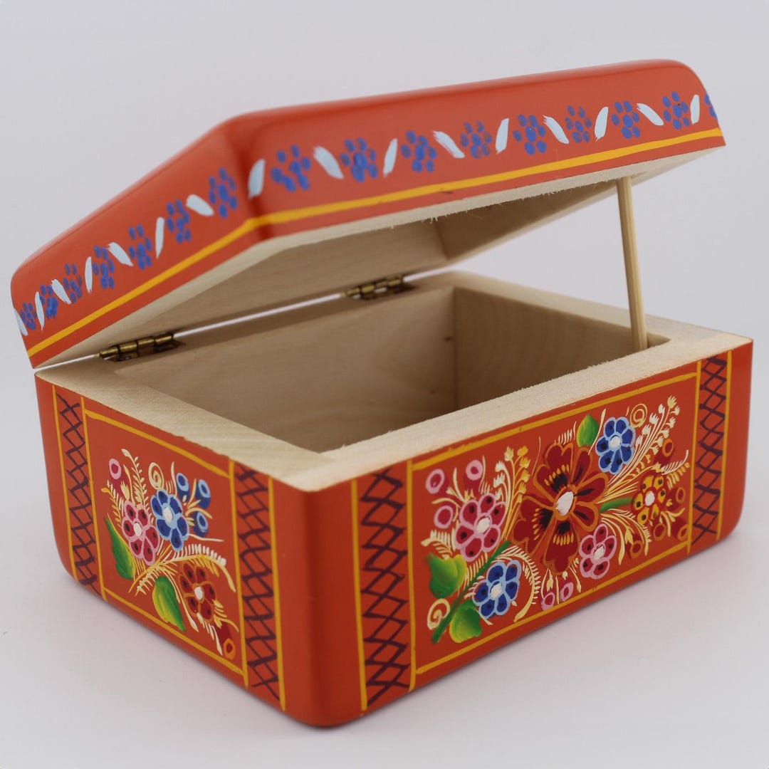 Traditional Olinala Orange Flowery Jewelry Boxes, Handcarved From ...