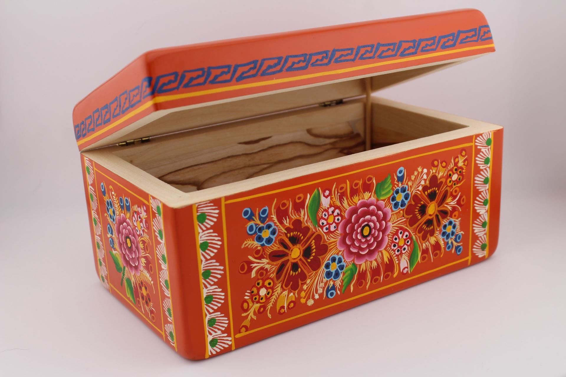 Traditional Olinala Orange Flowery Jewelry Boxes, Handcarved From ...