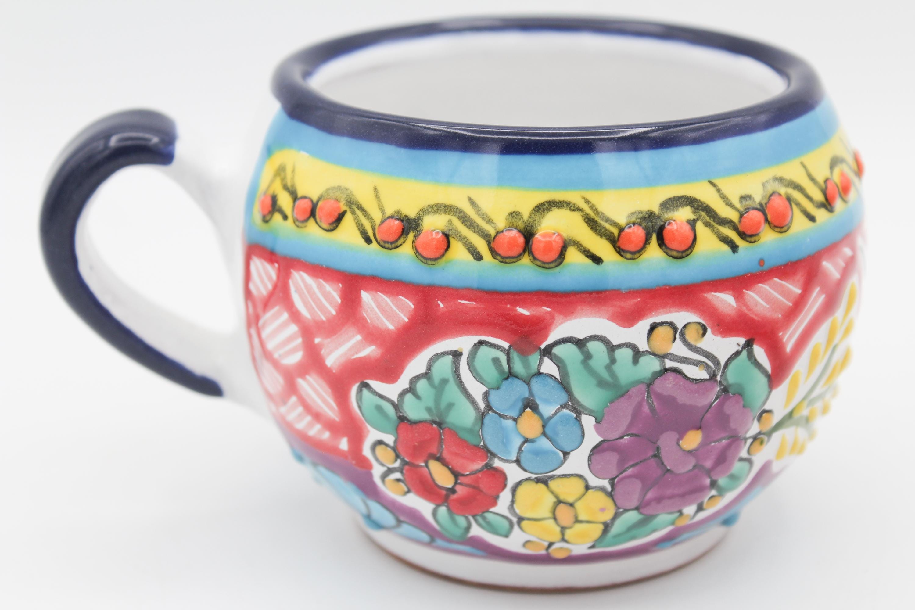 Modern Mexican Talavera Hummingbird 21oz Hot Chocolate Mug, Puebla ...