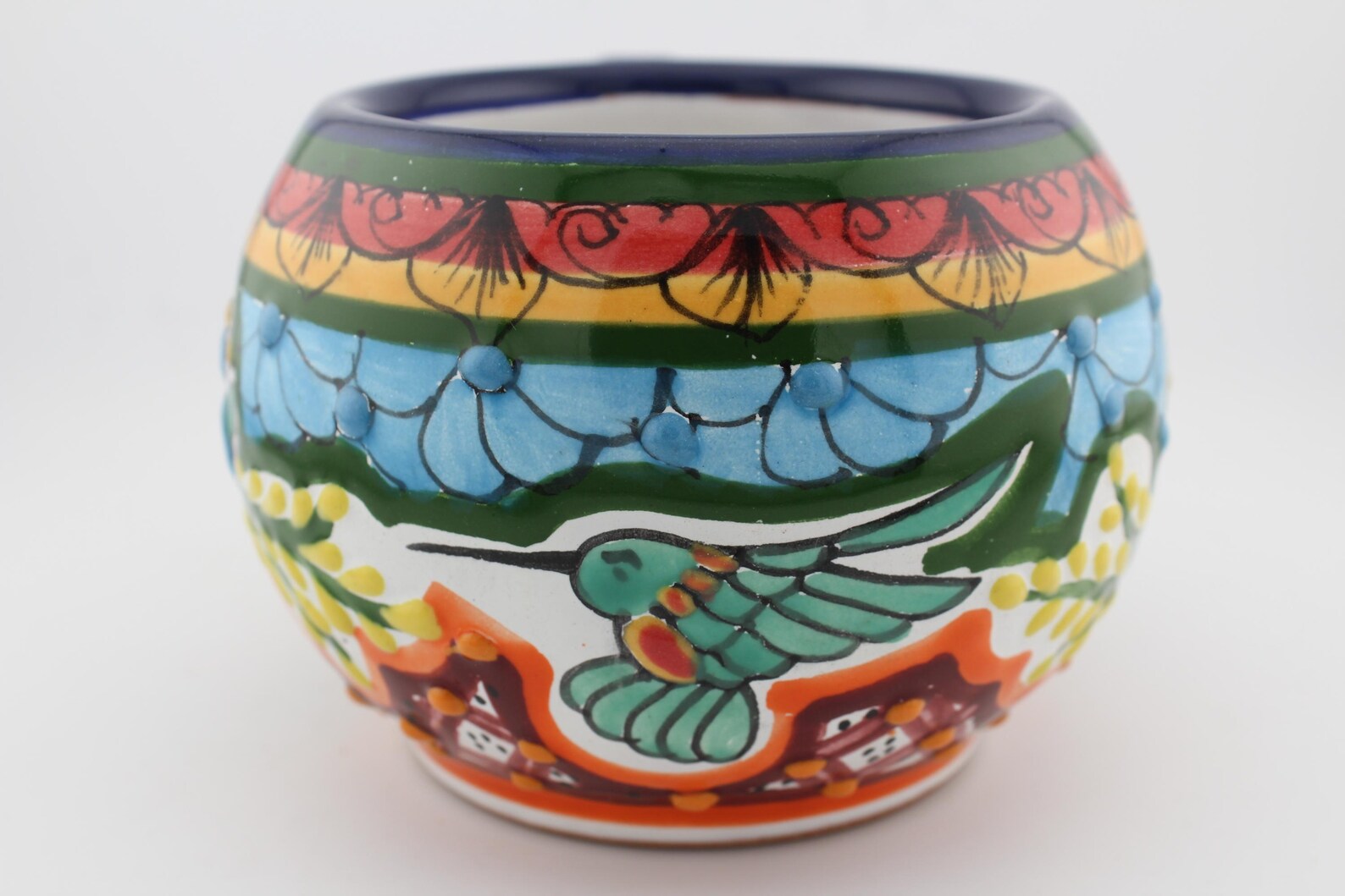 Modern Mexican Talavera Hummingbird 21oz Hot Chocolate Mug, Puebla ...