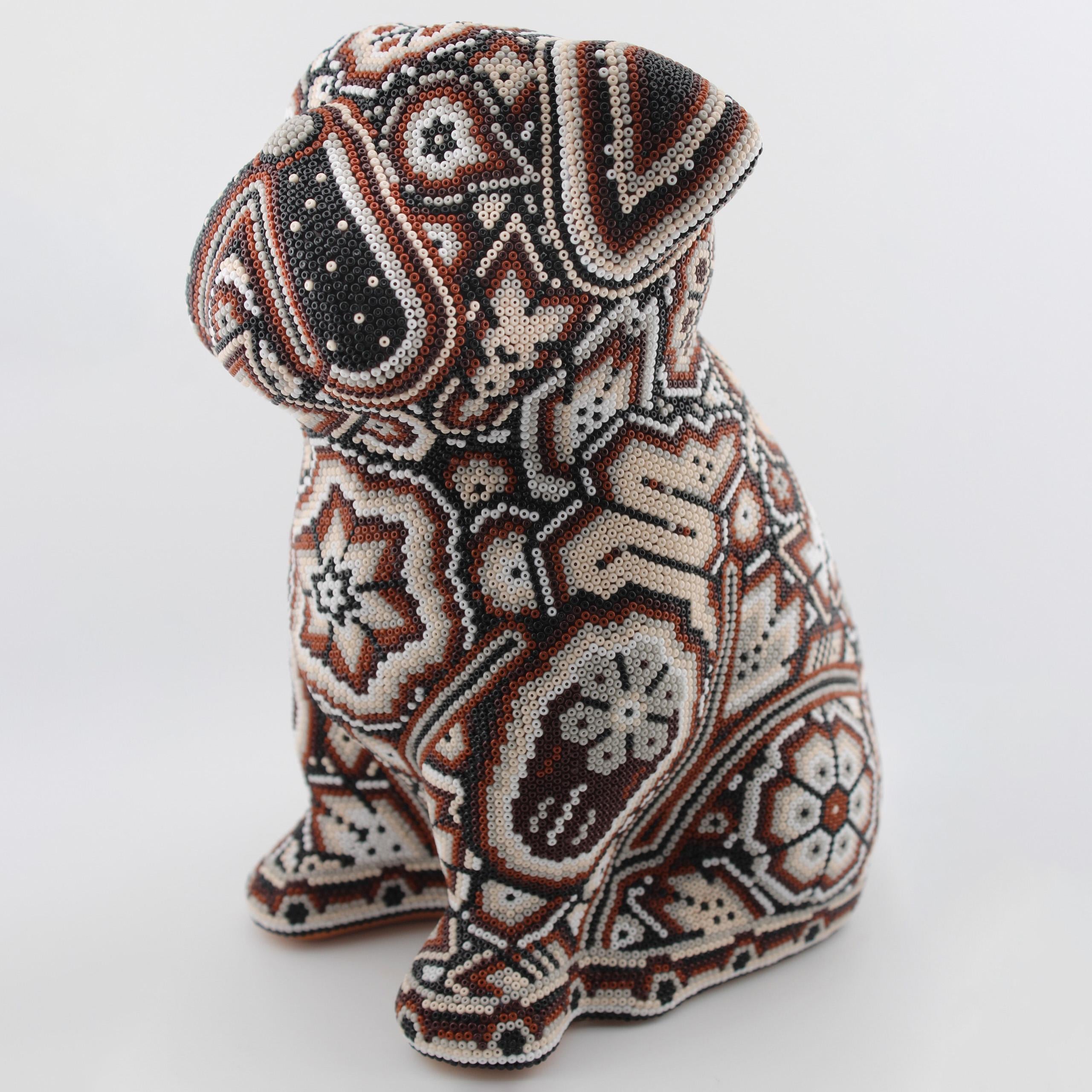 Mystic Eyes Sitting Pug Huichol Statue, Handmade Mexican Figure ...